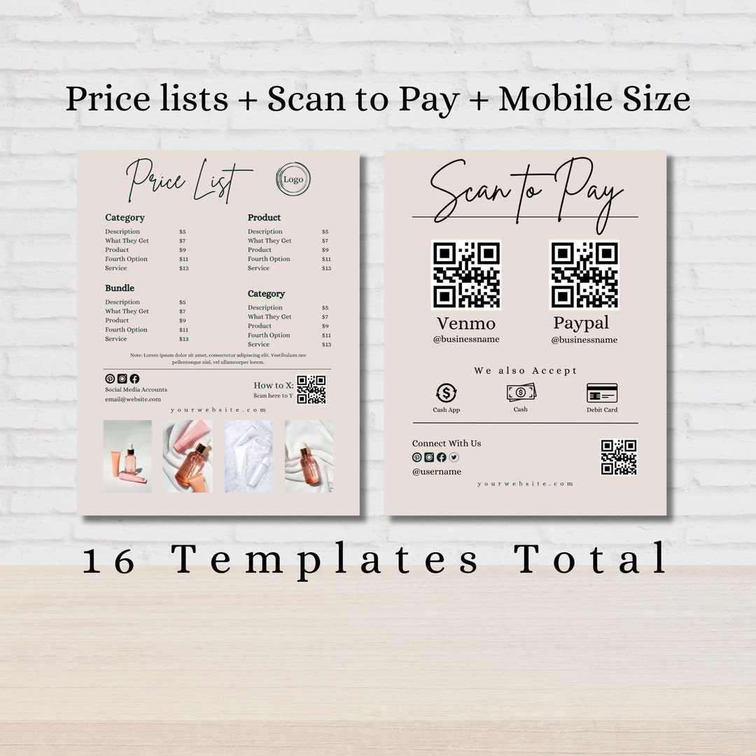 Price List Template Sign for Small Business, Printable Price List ...