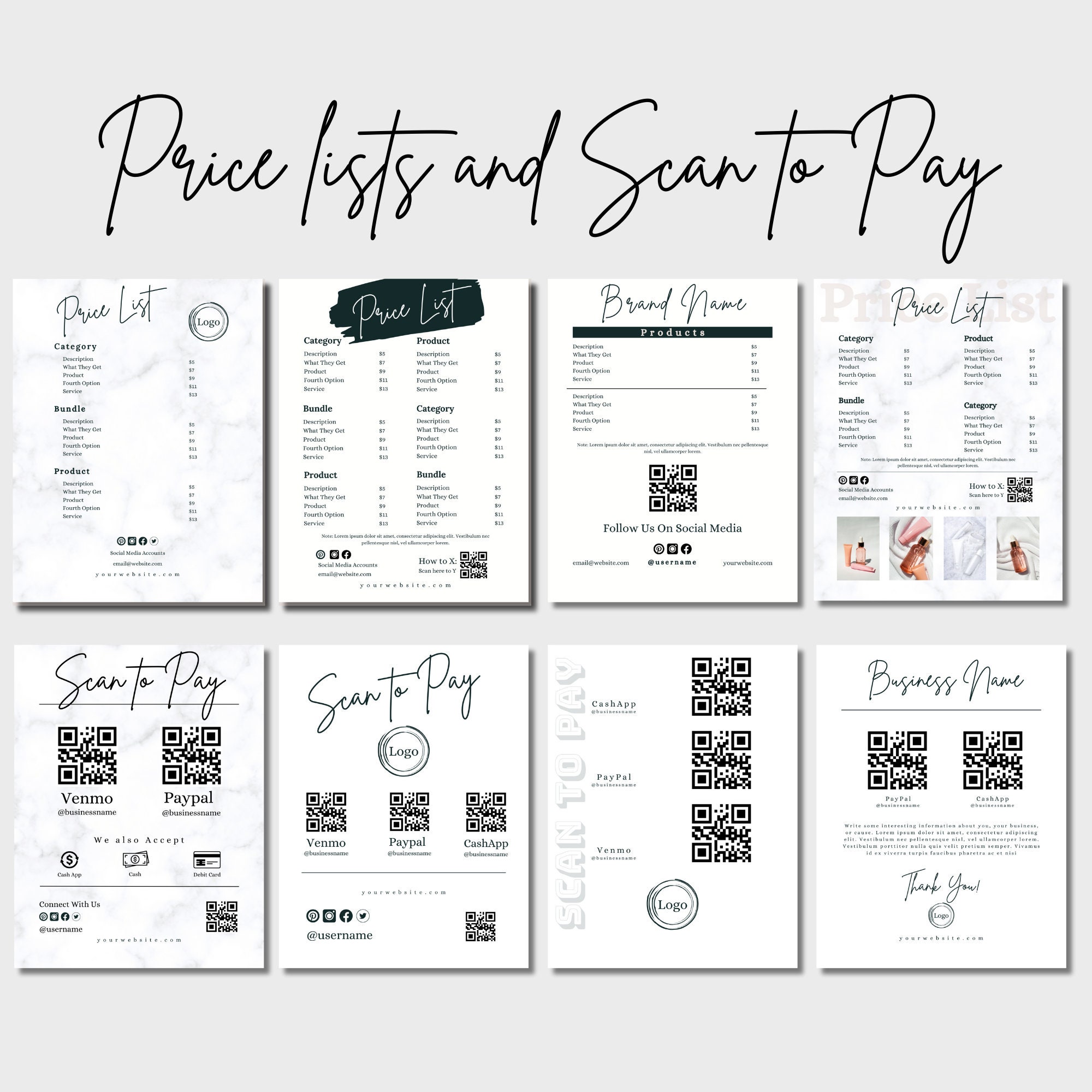 Price List Template Canva, Editable Price List Template, Beauty Salon ...