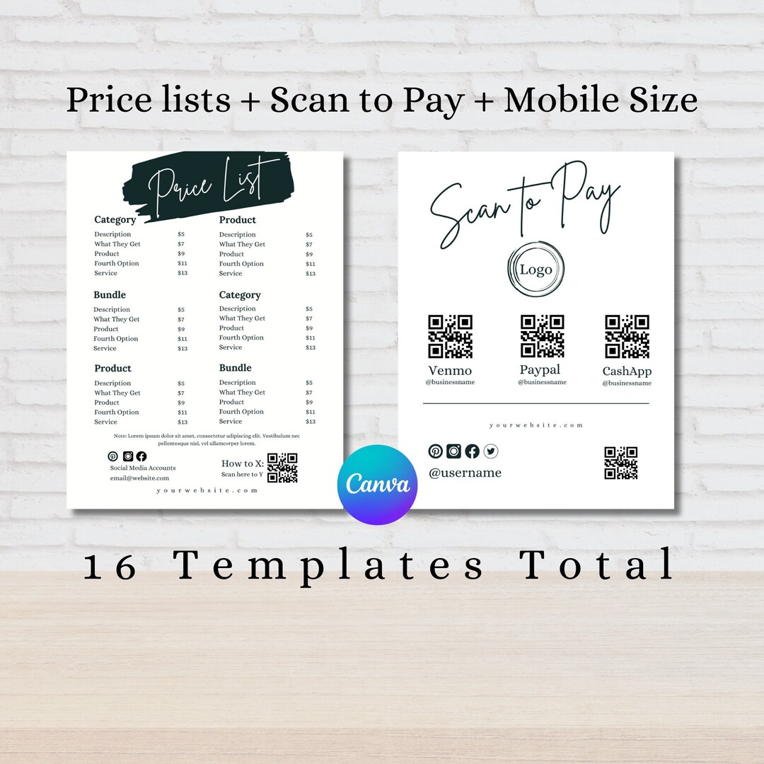 Price List Template Canva, Editable Price List Template, Beauty Salon ...