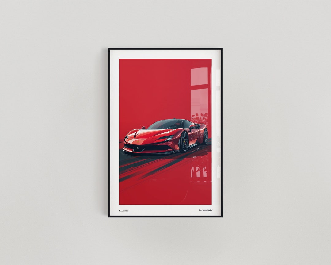 Ferrari SF90, Ferrari Poster, Car Print, Modern Art, Home Decor ...