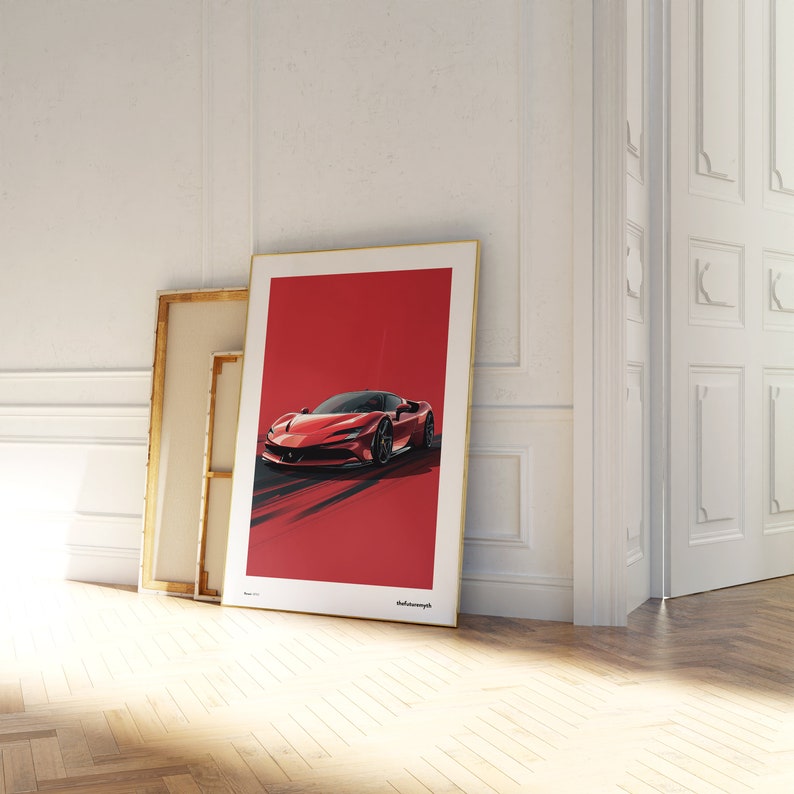 Ferrari SF90, Ferrari Poster, Car Print, Modern Art, Home Decor ...