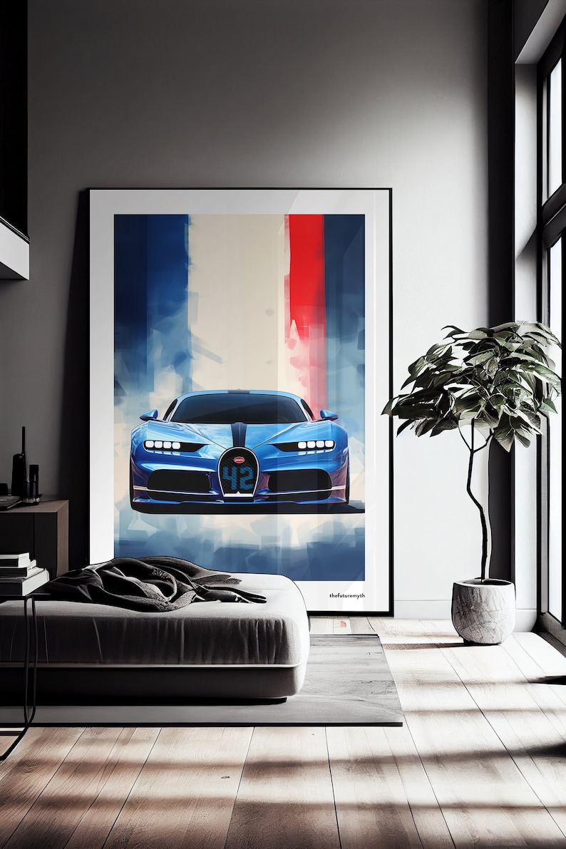 Bugatti Chiron Car Poster French Bugatti Poster Car Print Modern Art ...