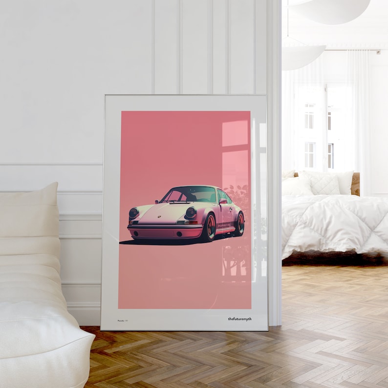 Pink Porsche 911 Print Porsche Poster Pink Wall Art Car Poster Gift for ...