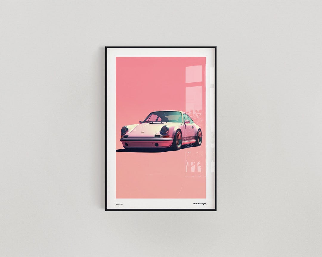 Pink Porsche 911 Print Porsche Poster Pink Wall Art Car Poster Gift for ...