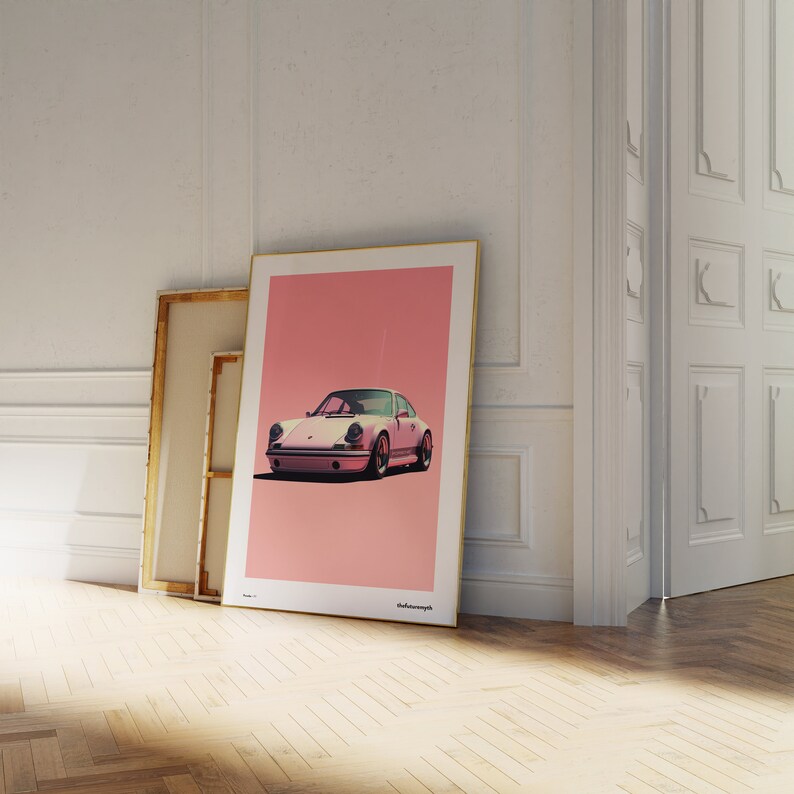 Pink Porsche 911 Print Porsche Poster Pink Wall Art Car Poster Gift for ...