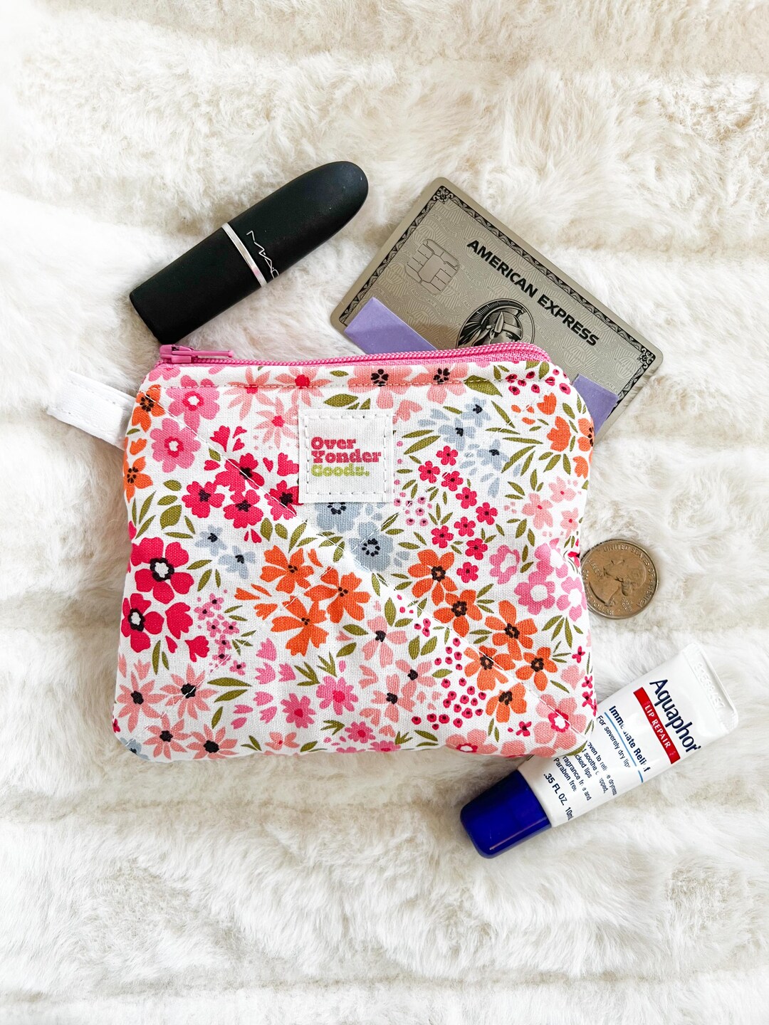 Small Quilted Zipper Pouch Wallet - Handmade Coin Purse - Etsy