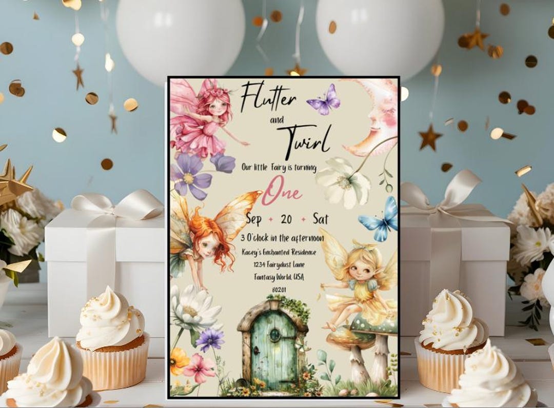 Editable Enchanted Fairy First Birthday Invite - Etsy