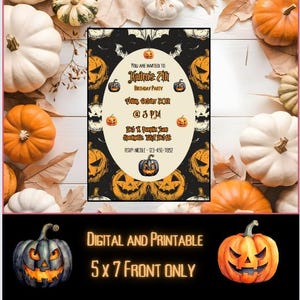 Jack-o-lantern Birthday Invitation | Cute Halloween Pumpkin Party ...