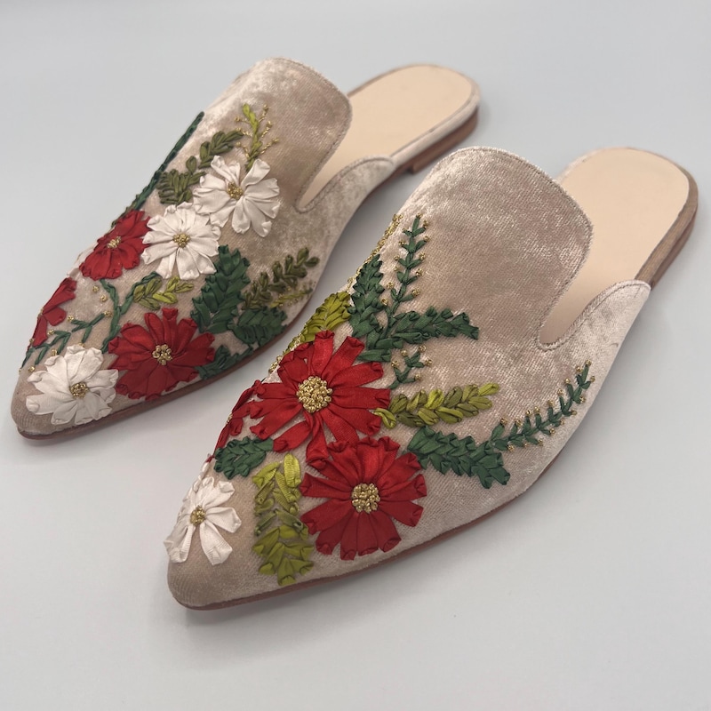 Embroidered Slippers - Etsy