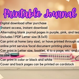Printable 8.5x11 Journal With 100 Blank Pages and Alternating Color ...