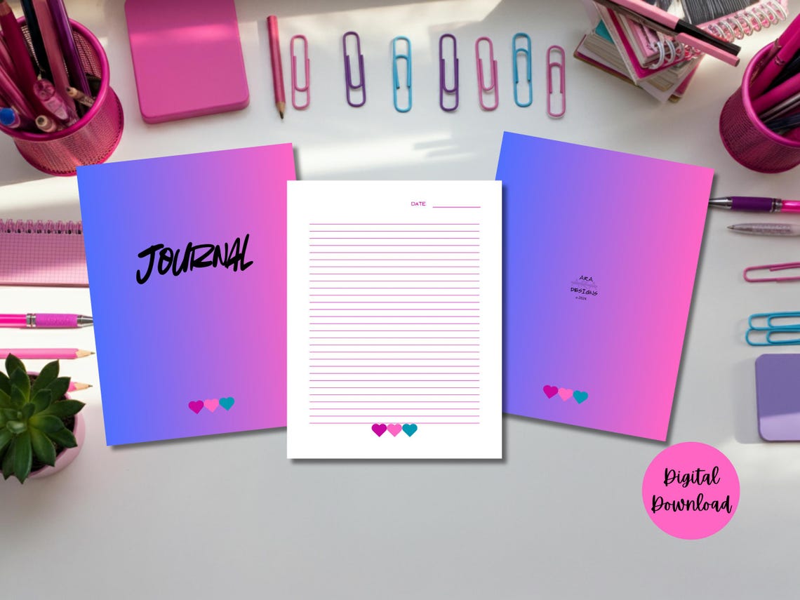 Printable 8.5x11 Journal With 100 Blank Pages and Alternating Color ...