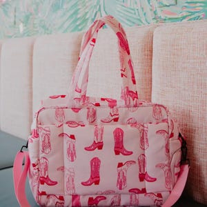 Light Pink Western Boot Weekender Bag - Etsy