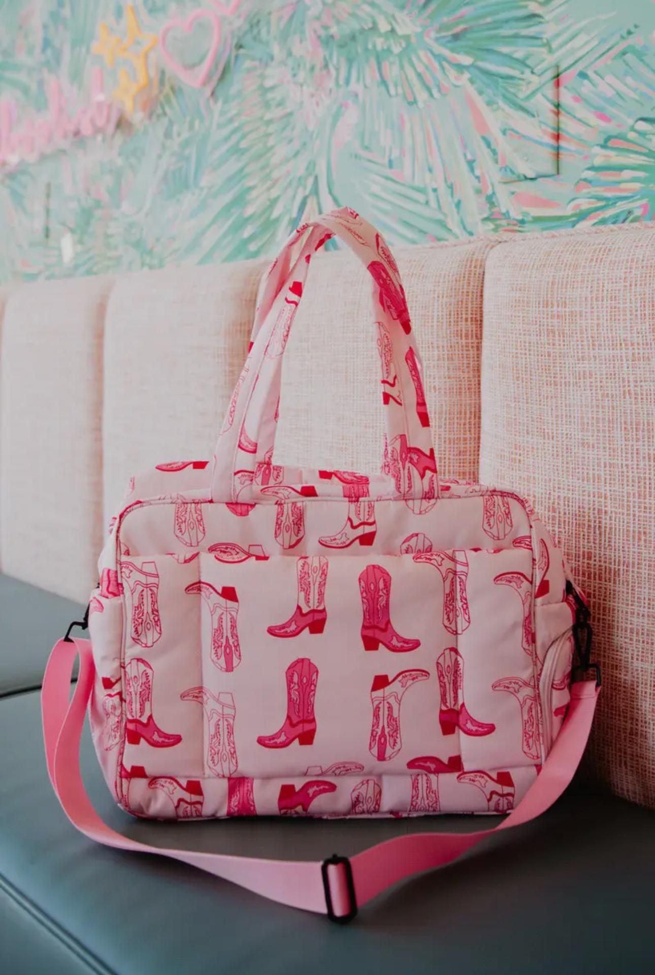 Light Pink Western Boot Weekender Bag - Etsy