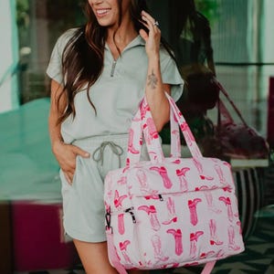 Light Pink Western Boot Weekender Bag - Etsy