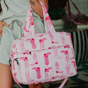 Light Pink Western Boot Weekender Bag - Etsy