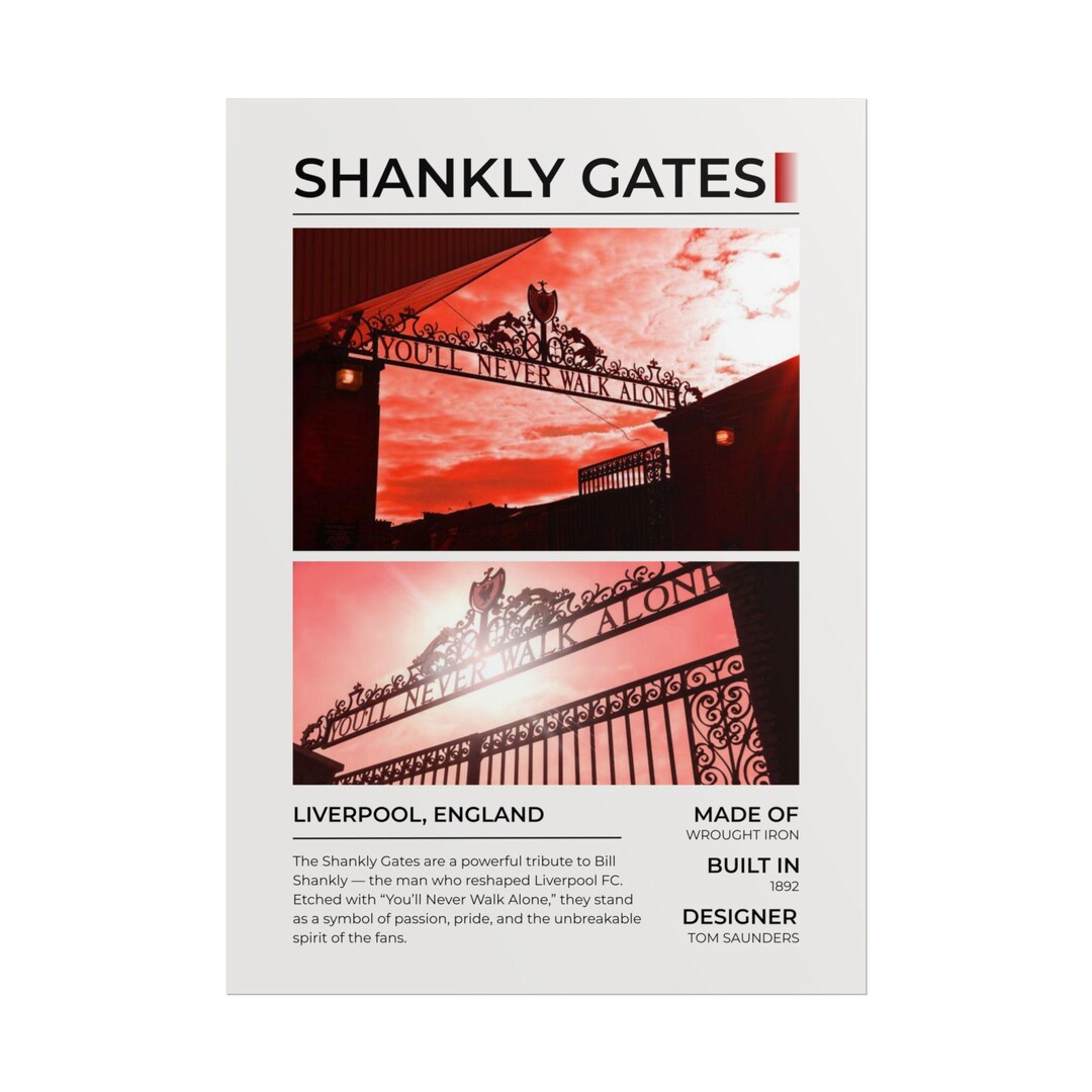 Shankly Gates Poster, Liverpool FC Poster Print, Football Stadium ...