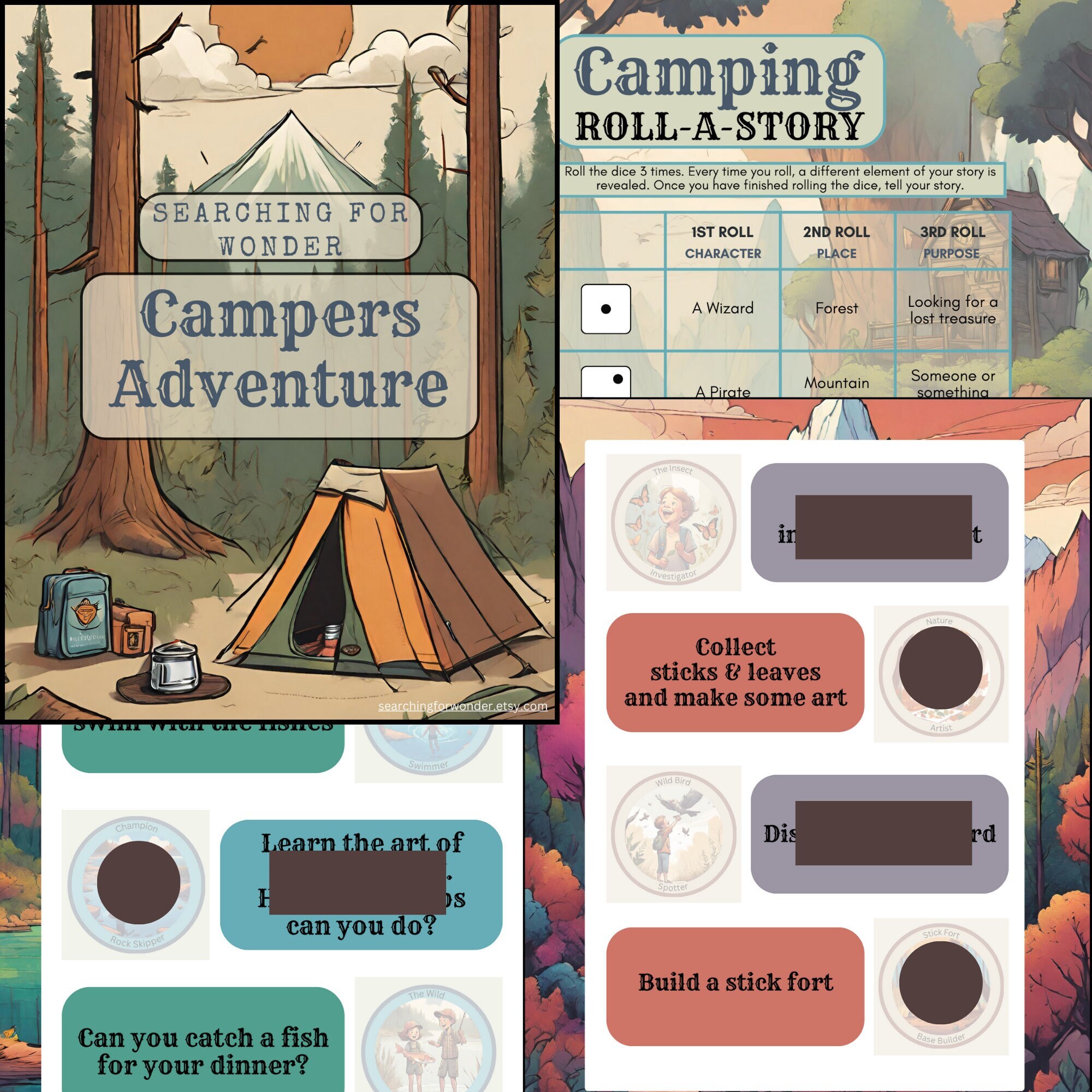 Camping With Kids Adventure Merit Badge Booklet Earn Badges to Stick in ...