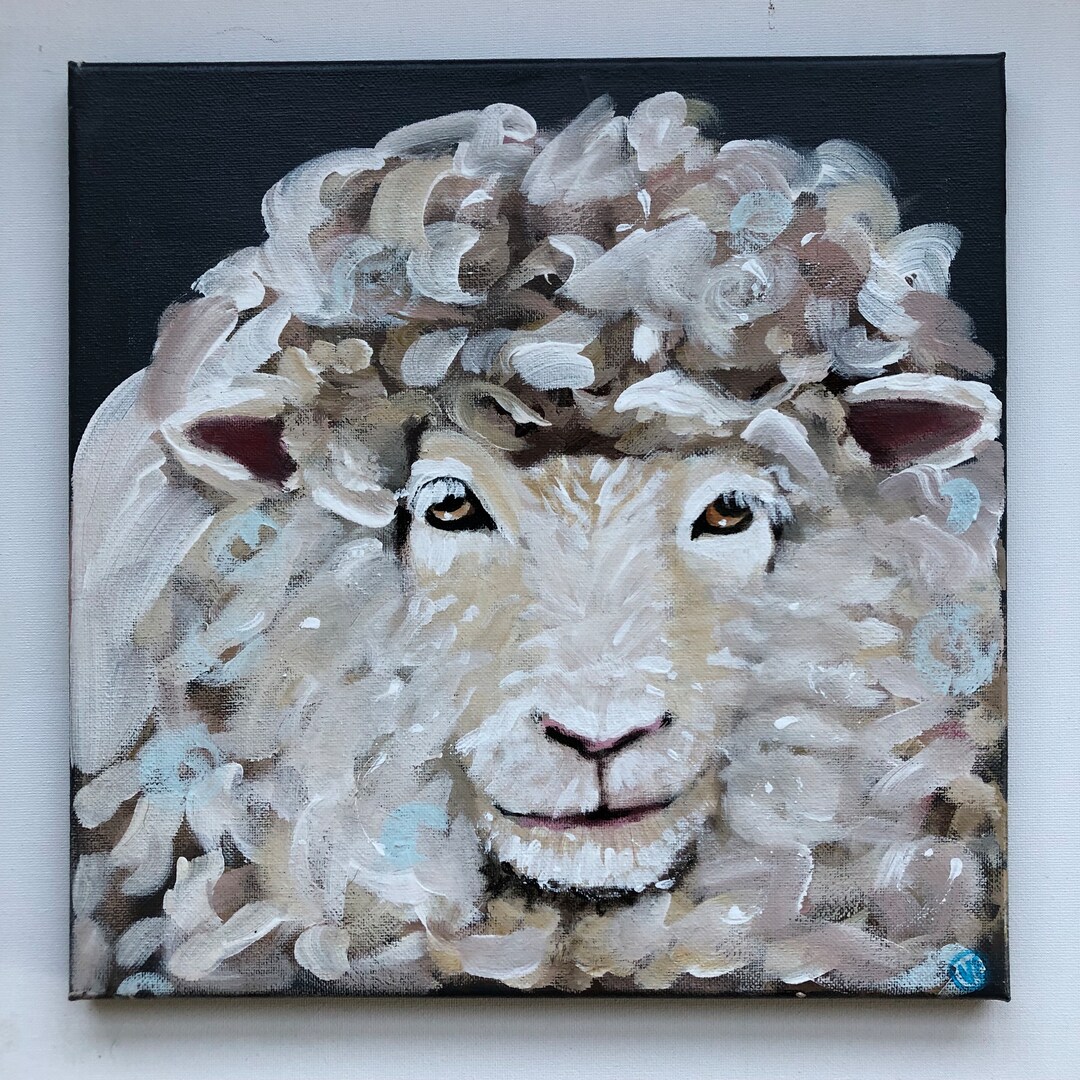 Woolly Sheep Original Painting by Artist Veronica El-dayisty - Etsy