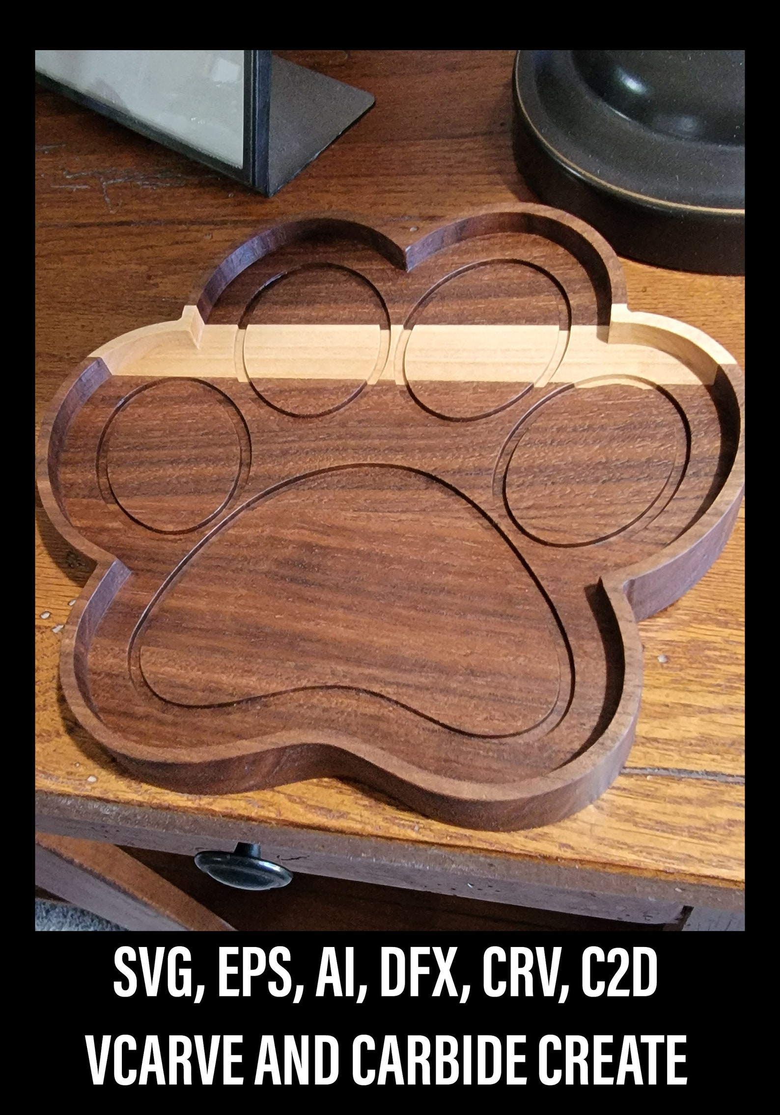 Paw Print Valet/catch-all Tray Files. Vcarve, Carbide Create, SVG, DFX ...