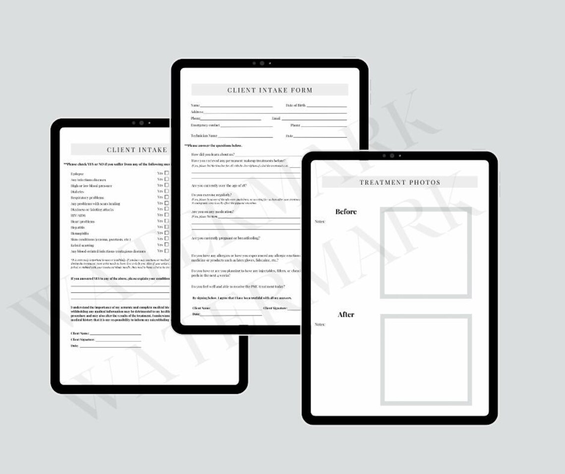 Client Treatment Record Template Brow PMU, Microblading, Massage ...