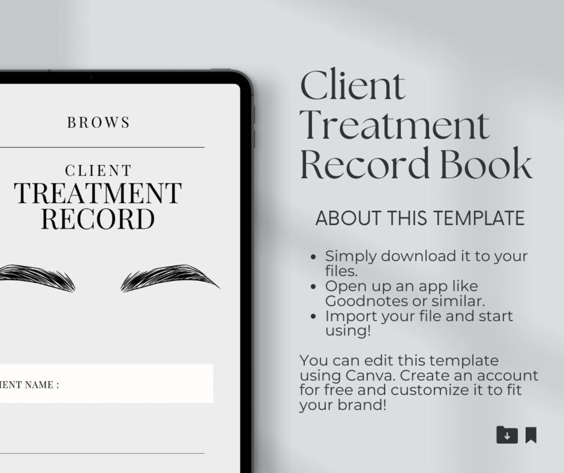 Client Treatment Record Template Brow, PMU, Microblading, Massage ...
