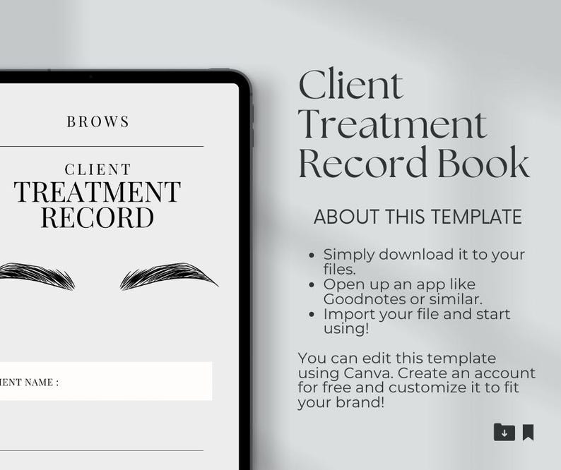 Client Treatment Record Template Brow, PMU, Microblading, Massage ...