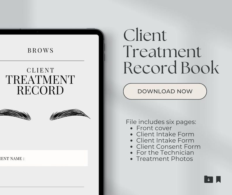 Client Treatment Record Template Brow, PMU, Microblading, Massage ...