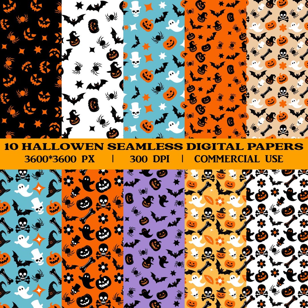 10 Halloween Digital Paper, Halloween Seamless Digital Papers ...