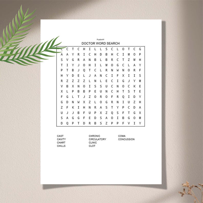 Doctor Word Search Puzzle | Large Print, Fun Activity (PDF Pattern) - Etsy