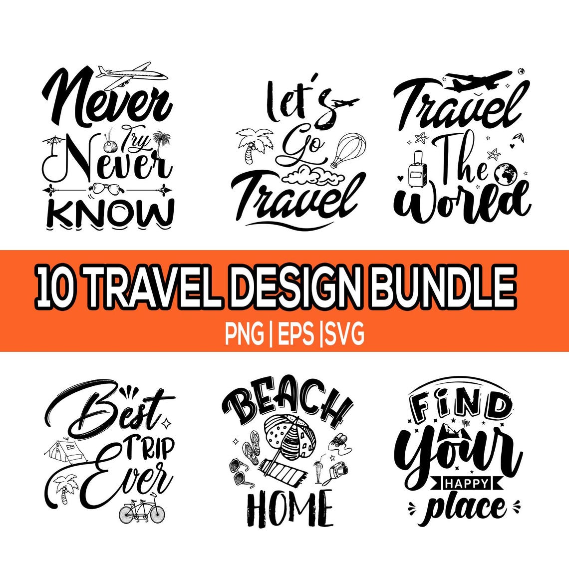 10 Travel Svg Bundle, Travel Clipart Svg Bundle, Travel Life Svg ...