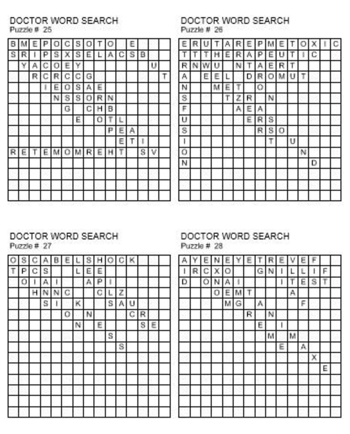 Doctor Word Search Puzzle | Large Print, Fun Activity (PDF Pattern) - Etsy