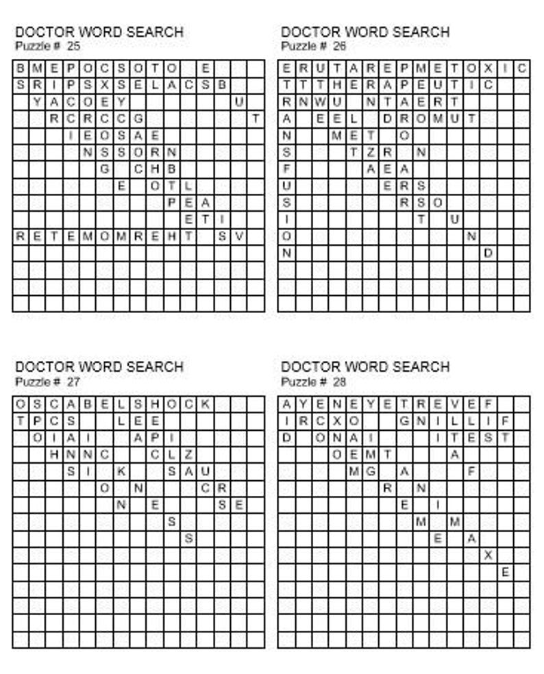 Doctor Word Search Puzzle | Large Print, Fun Activity (PDF Pattern) - Etsy
