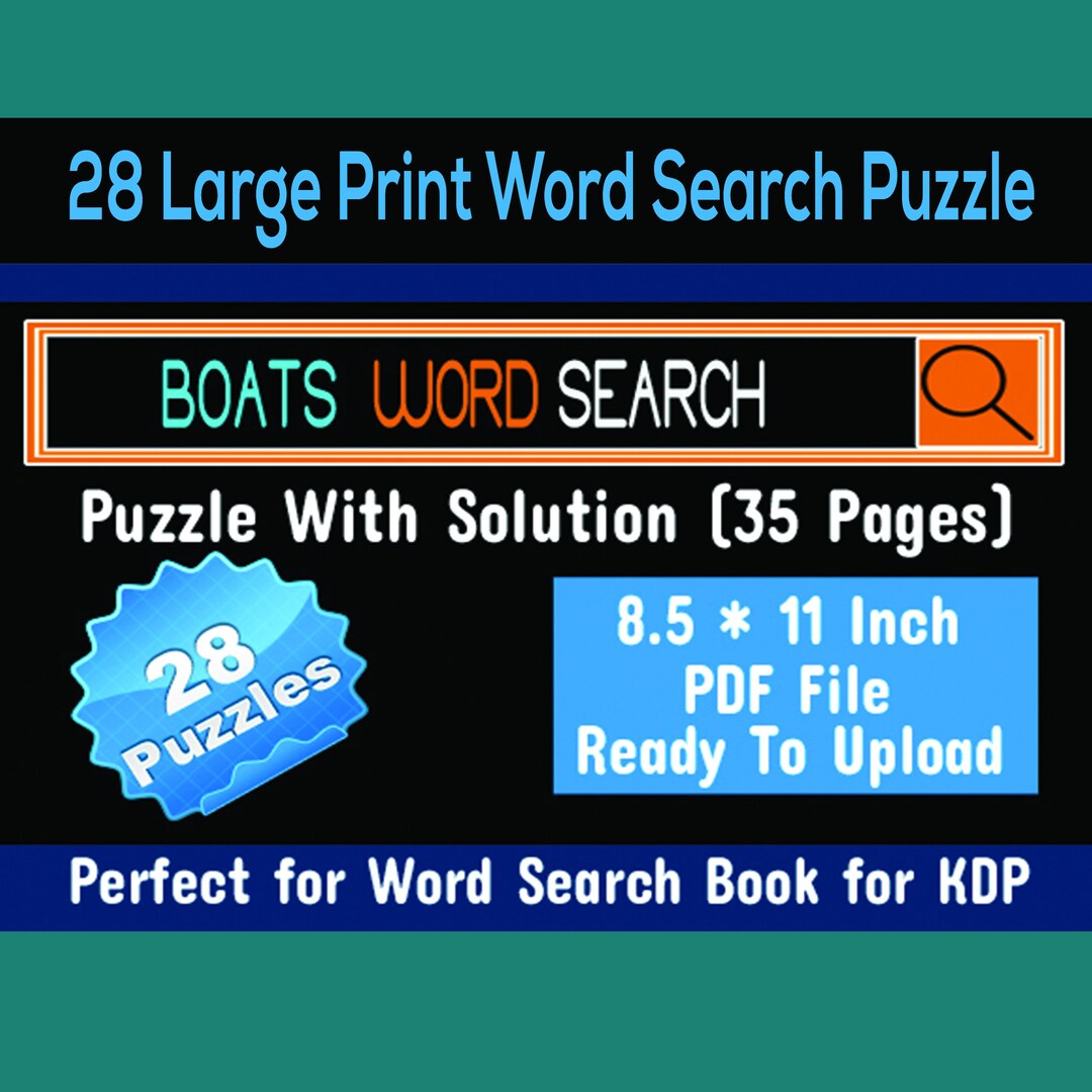 28 Large Print Boats Word Search Puzzles for Kids & Adults KDP Interior ...