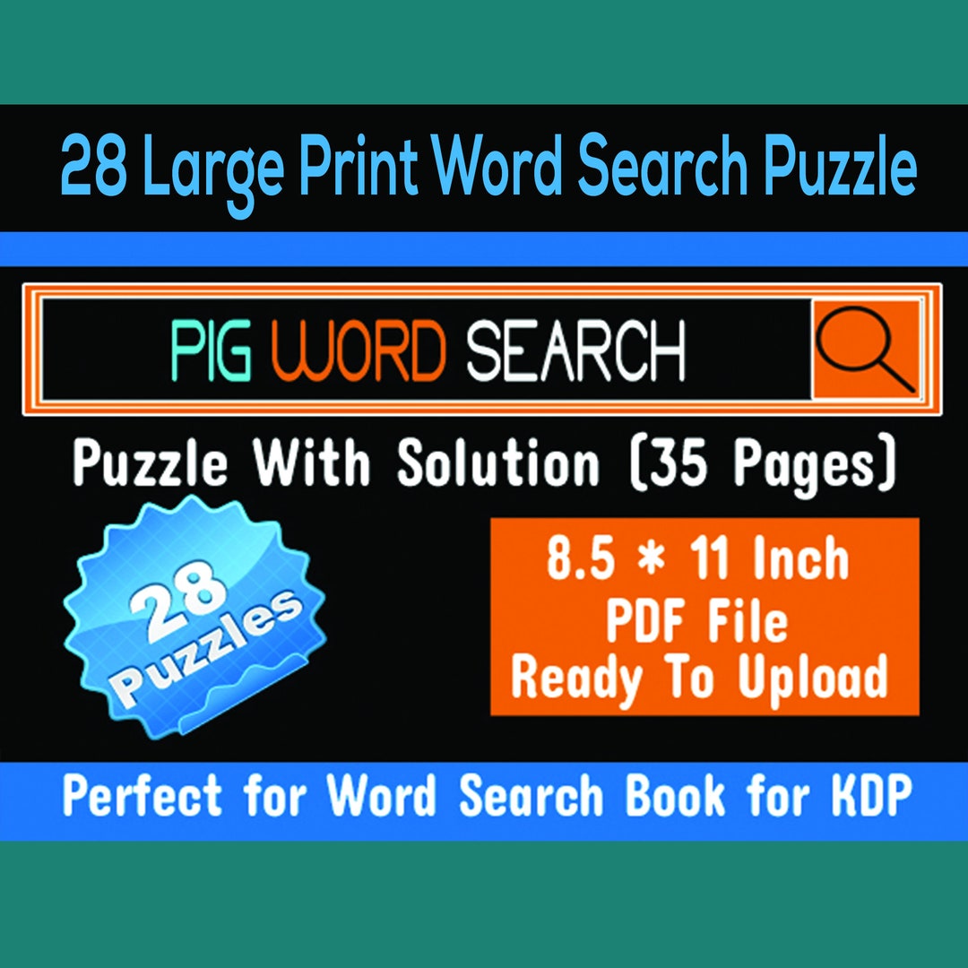 28 Large Print Pig Word Search Puzzles for Kids & Adults / KDP Interior ...