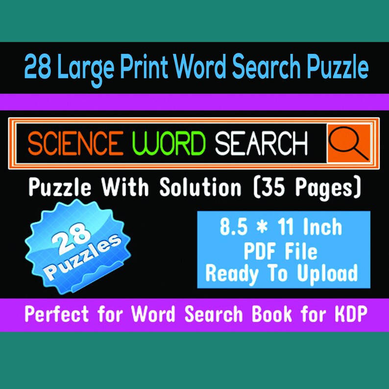 28 Large Print Science Word Search Puzzles for Kids & Adults / KDP ...