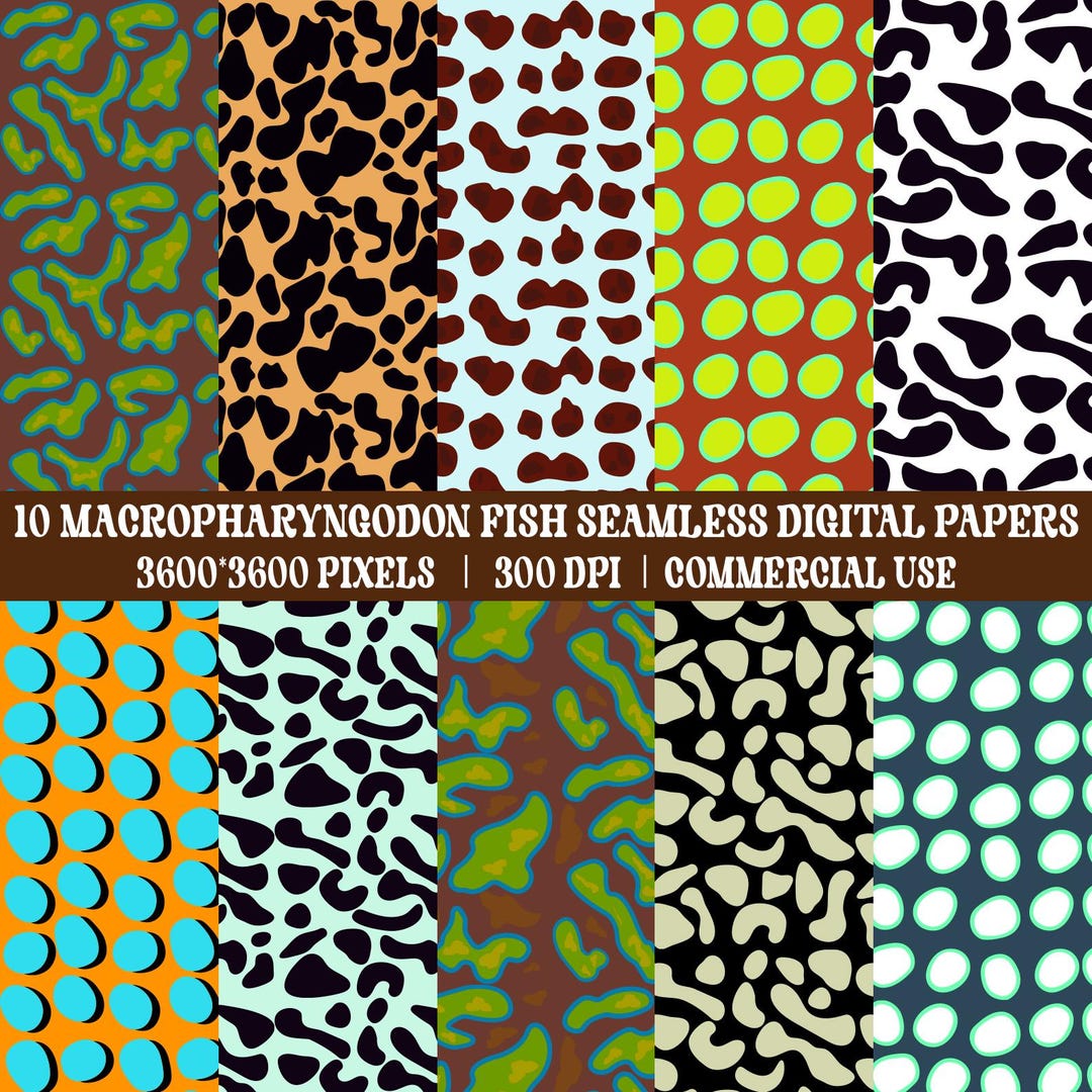 10 Macropharyngodon Fish Digital Paper, Macropharyngodon Fish Seamless ...