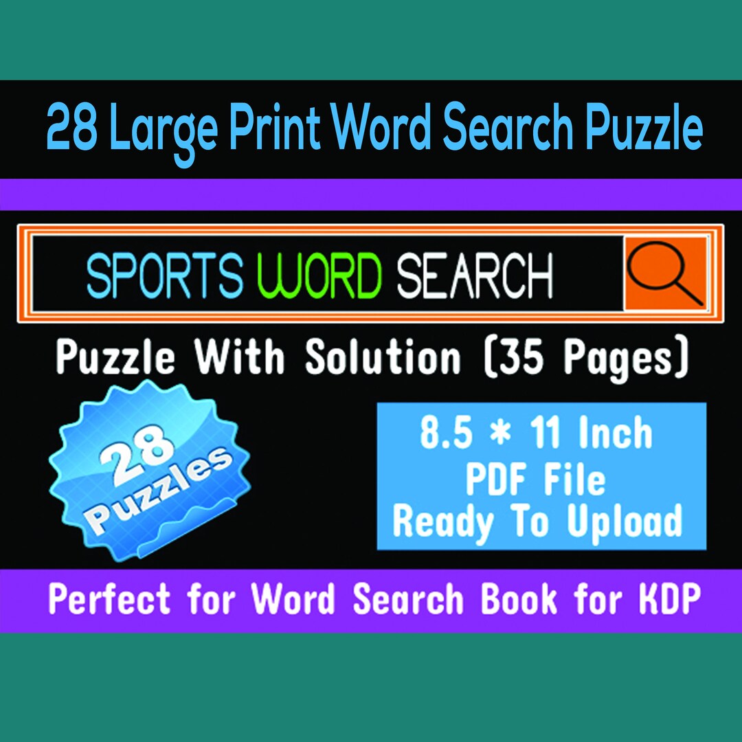 28 Large Print Sports Word Search Puzzles for Kids & Adults / KDP ...