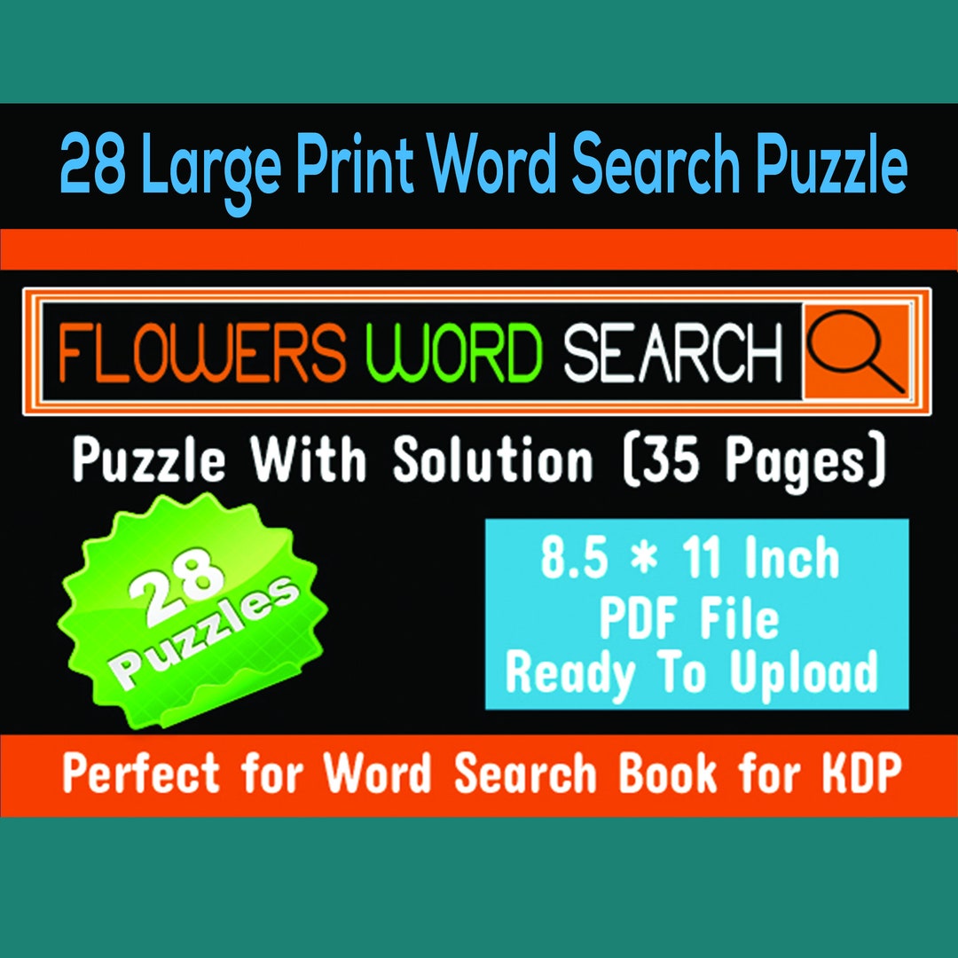28 Large Print Flowers Word Search Puzzles for Kids & Adults / KDP ...
