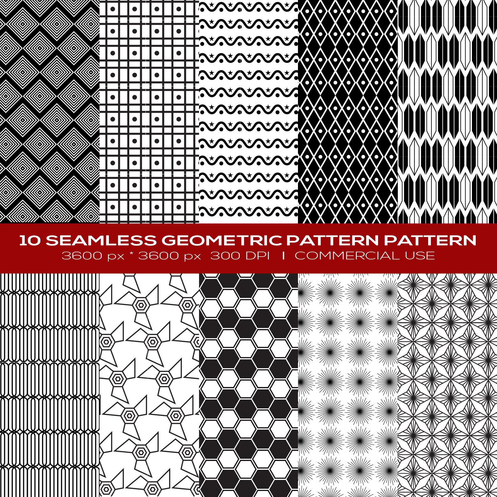 10 Geometric Digital Paper, Geometric Seamless Digital Papers ...
