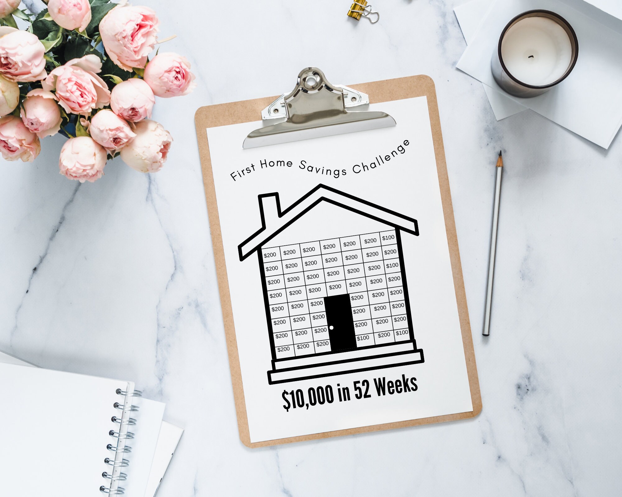 First Home Savings Challenge Printable 10,000 in 52 Weeks Digital ...