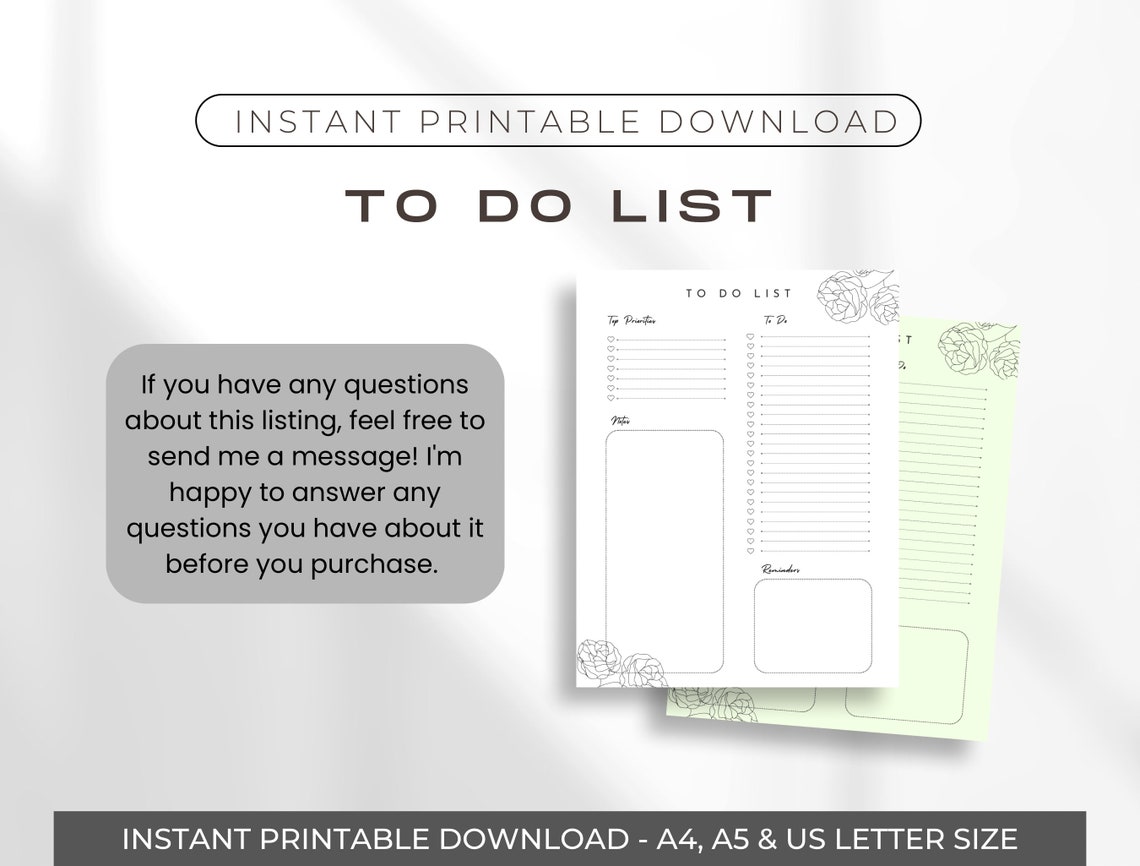 Simple to Do List Template - Etsy