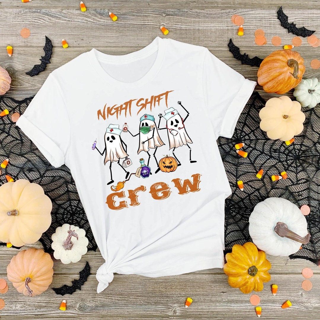 Halloween Nurse Ghost Sweatshirt: Retro Night Shift Crew RN Shirt - Etsy