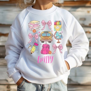 Coquette Back to School Shirt: Custom Kids Name Tee - Etsy