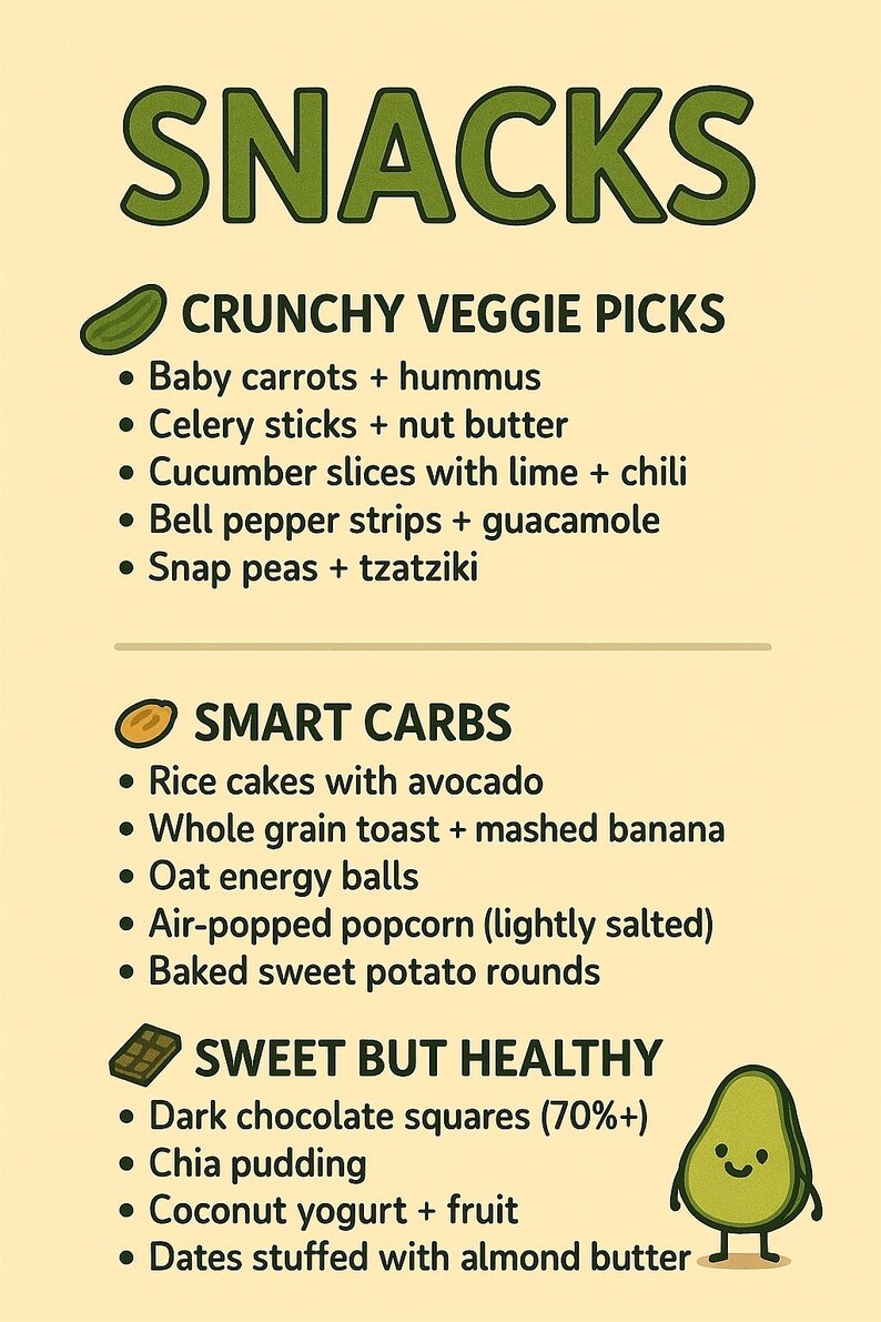 Healthy Snack List – Printable PDF for Clean Eating, Meal Prep ...