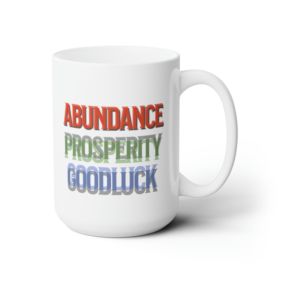Abundance Ceramic Coffee Mug 15oz Large Prosperity Gift Mug Good Luck ...