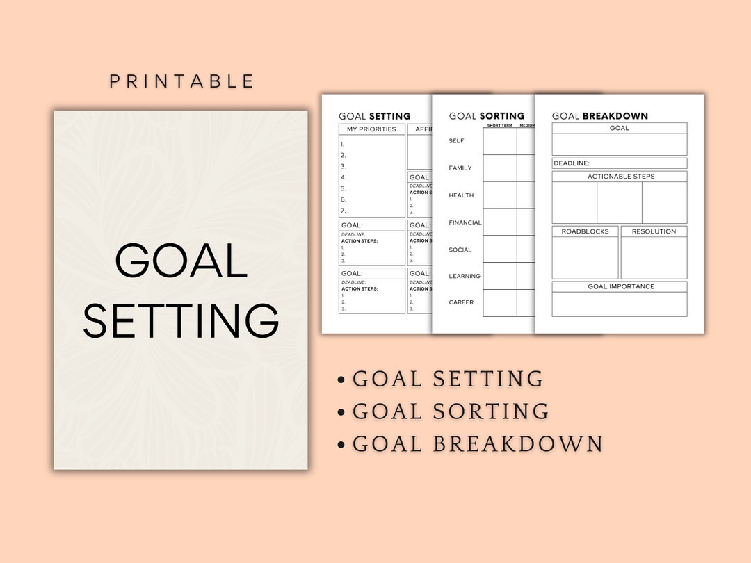 Goal Setting Template Bundle Printable With Goal Setting, Goal Sorting ...
