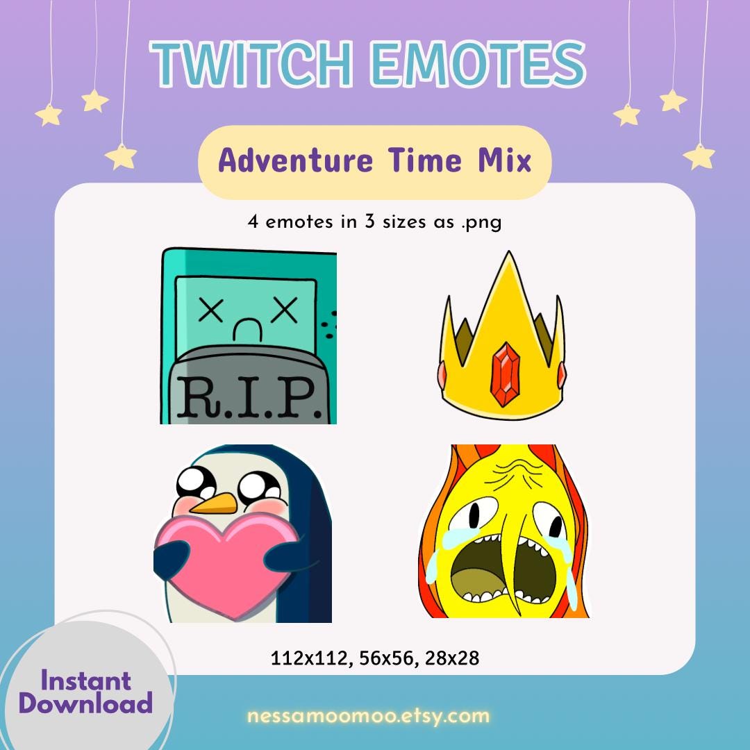 Adventure Time Twitch Streamers Emotes (4), Cute Emotes, Discord Chat ...