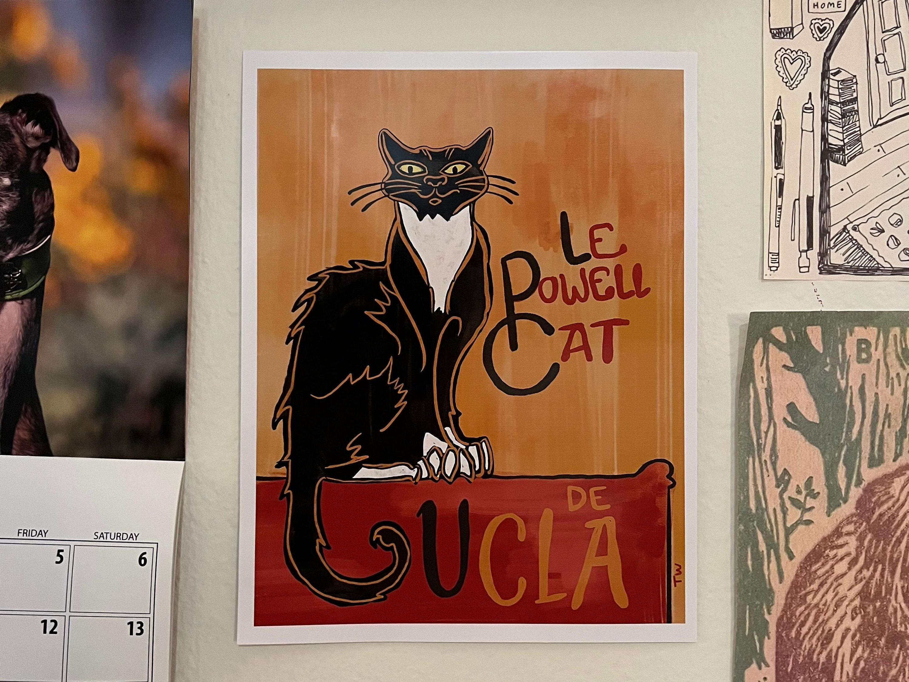 UCLA Powell Library Cat "le Chat Noir" Wall Art by @tarassketchbook (8. ...