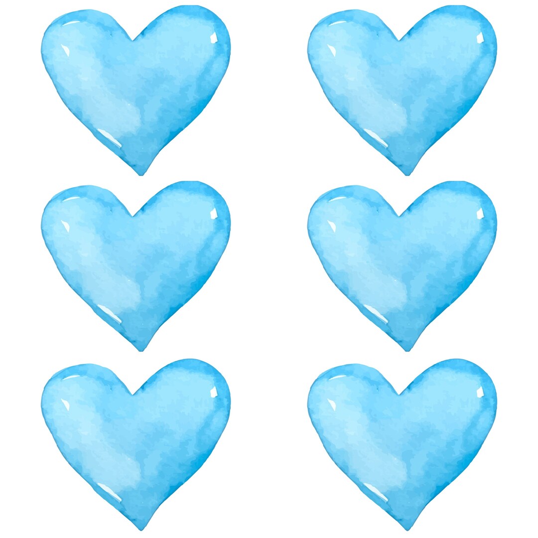 Blue Watercolor Digital Heart Print - Etsy