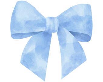 Thin Blue Watercolor Bow Digital Print - Etsy